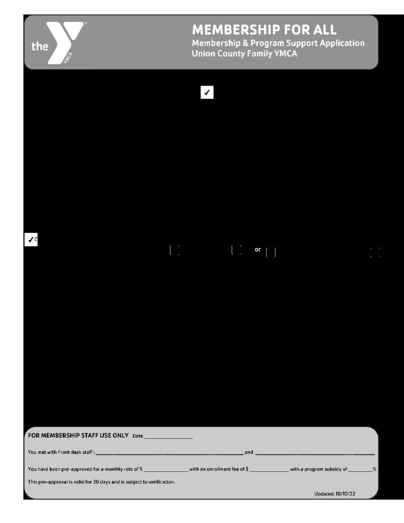 Membership For All Forms – UNION COUNTY FAMILY YMCA