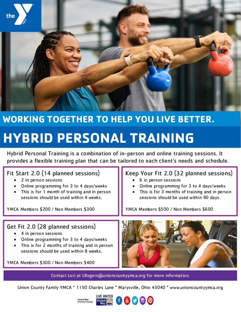 Hybrid Personal Training flyer 2025 – UNION COUNTY FAMILY YMCA