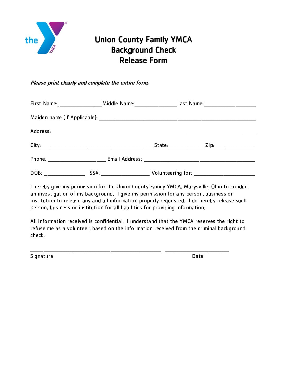 YMCA Coach Background Check – UNION COUNTY FAMILY YMCA
